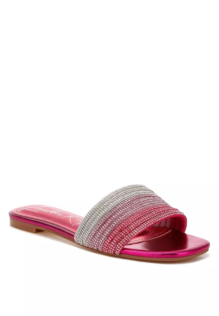 Buy London Rag Rhinestone Strap Slip On Flats in Fuchsia Online ...