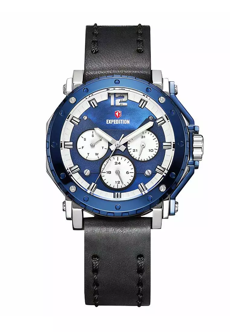 Jual Expedition Expedition Jam Tangan - Black Silver Blue - Leather ...