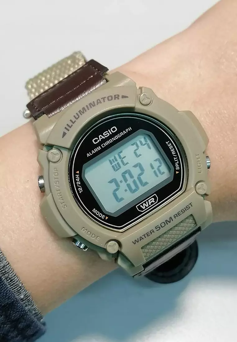 Buy Casio Men's Digital Watch W-219HB-5A Brown Cloth Strap Sport Watch ...