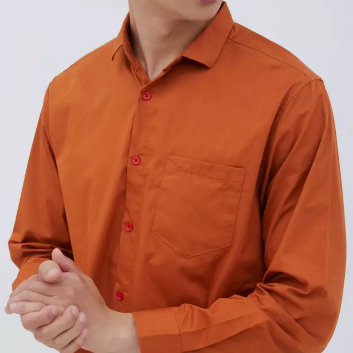 Jual M231 M231 Kemeja Pria Basic Polos Panjang Merah Bata 1468I ...