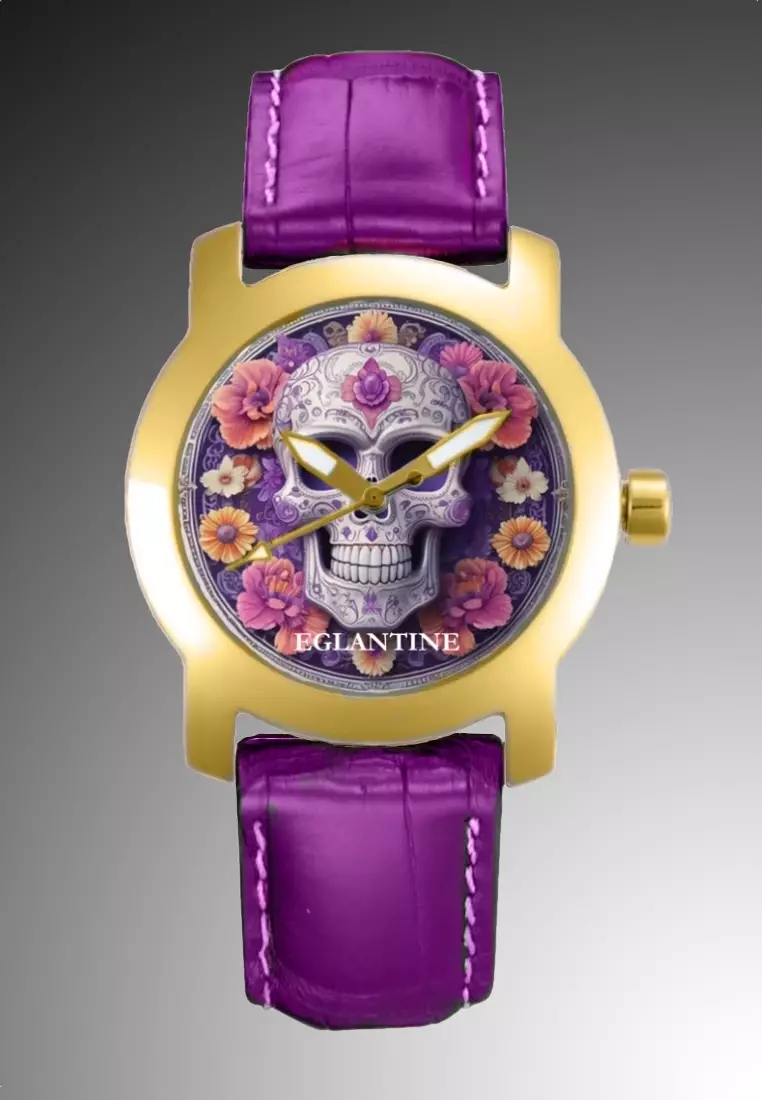 Buy EGLANTINE Calavera (Mexican Skull) Unisex Gold Plated Stainless ...