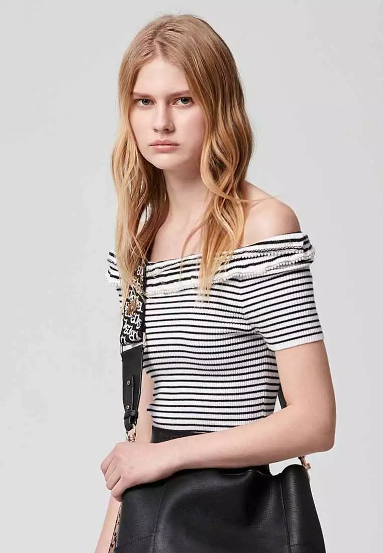Buy iROO Stripe Knit Top 2025 Online | ZALORA Philippines