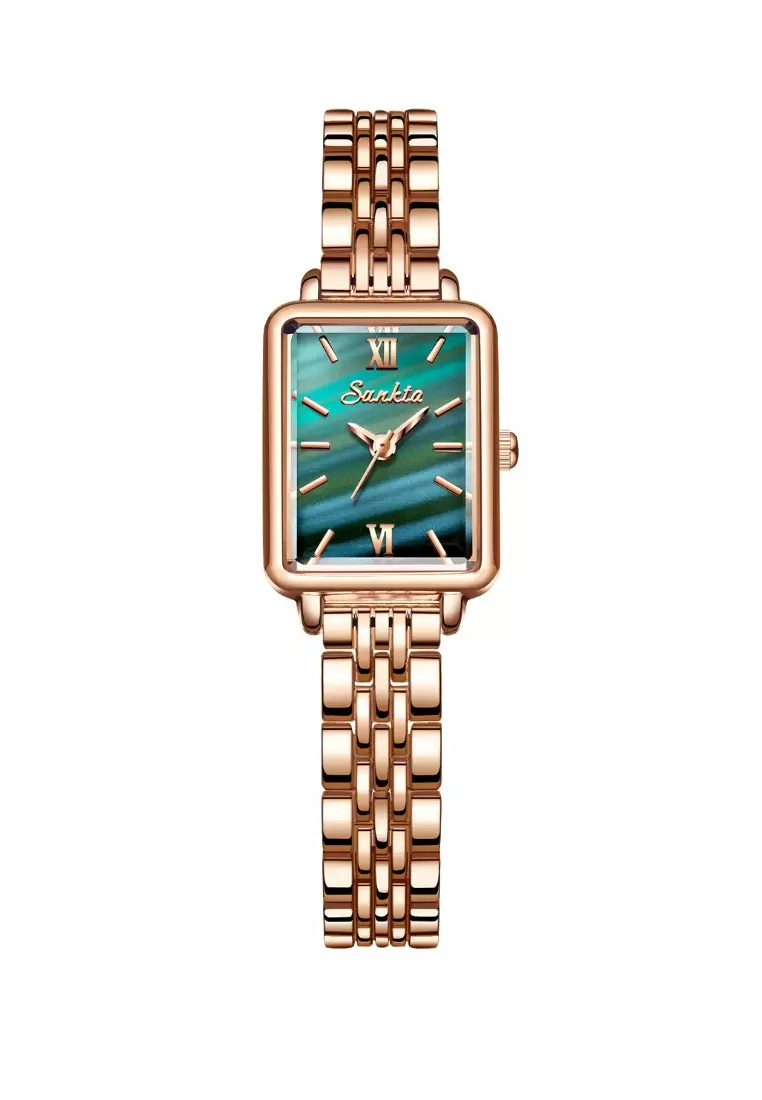 LIGE SUNKTA Ladies Octagonal Quartz Watch, 27x20mm, Malachite Dial ...