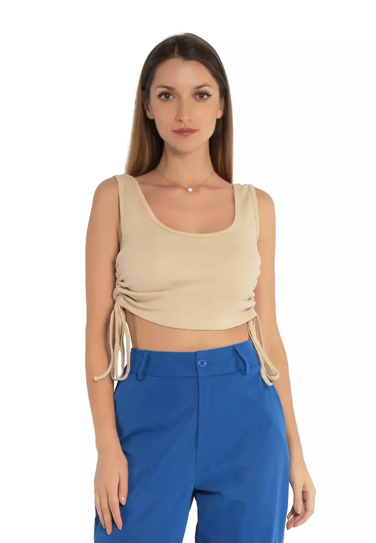 Buy London Rag Beige Ruched Crop Top 2025 Online | ZALORA Philippines