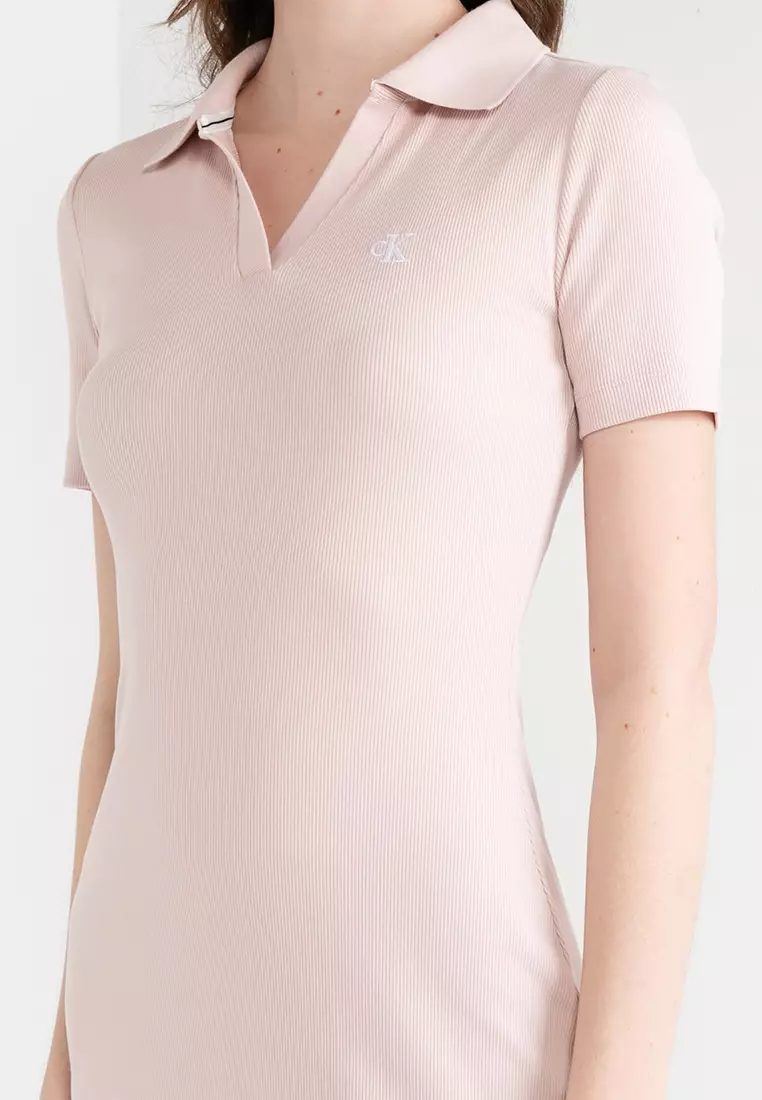 Buy Calvin Klein Polo Collar Ribbed Dress - Calvin Klein Jeans 2025 ...