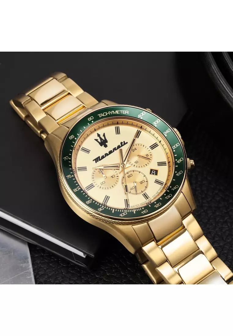 Buy Maserati 【2 Years Warranty】Maserati Sfida 44mm Yellow Gold Dial Men ...