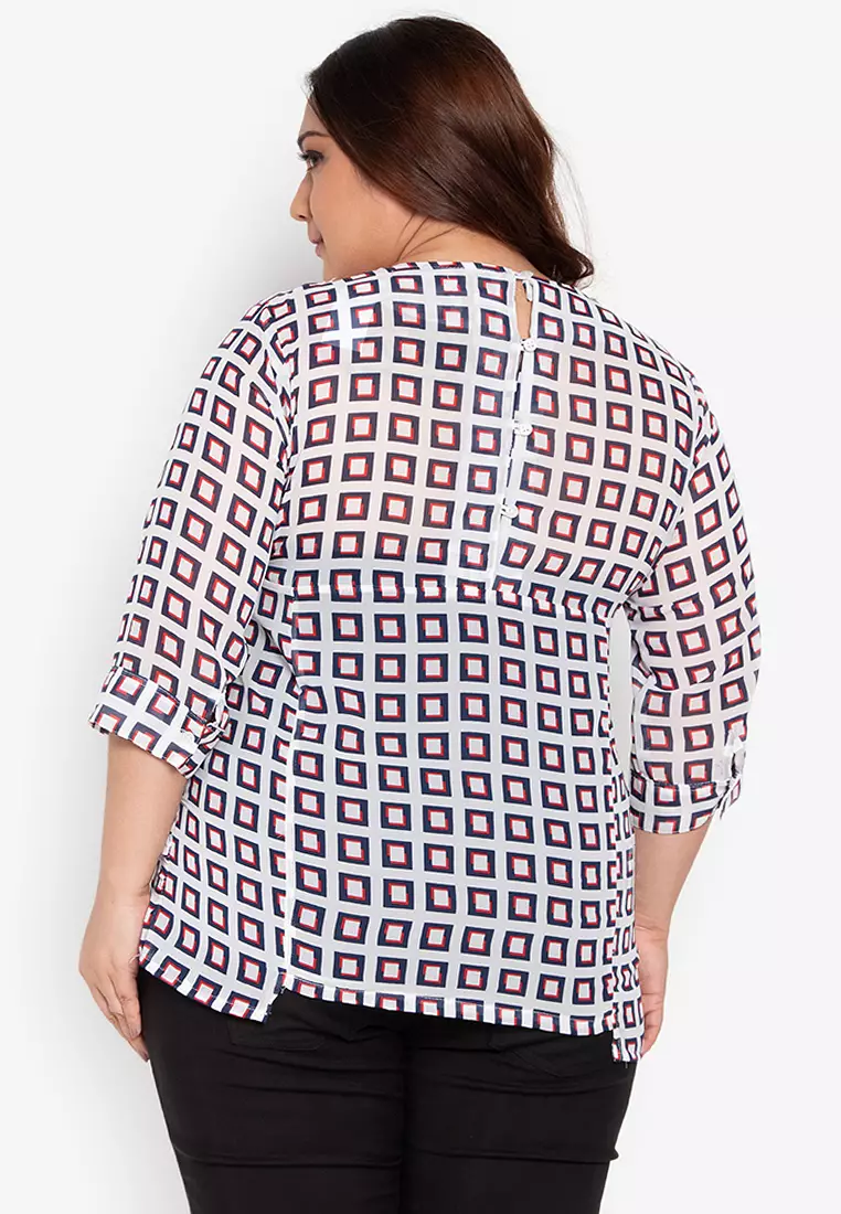 Buy Maxine Plus Size Blouse Layered 3/4 Sleeves Cotton Rayon 2025 ...