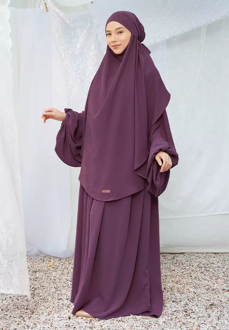 Jual Lozy Hijab Mida Abaya Khimar Set Violet (Lozy x Hamidah) Original 2025 | ZALORA Indonesia