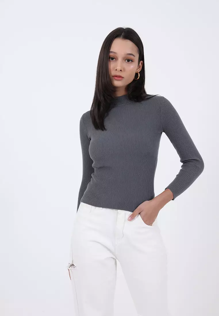 Jual Berrybenka Label Elora Turleneck Top Grey Original 2025 | ZALORA ...