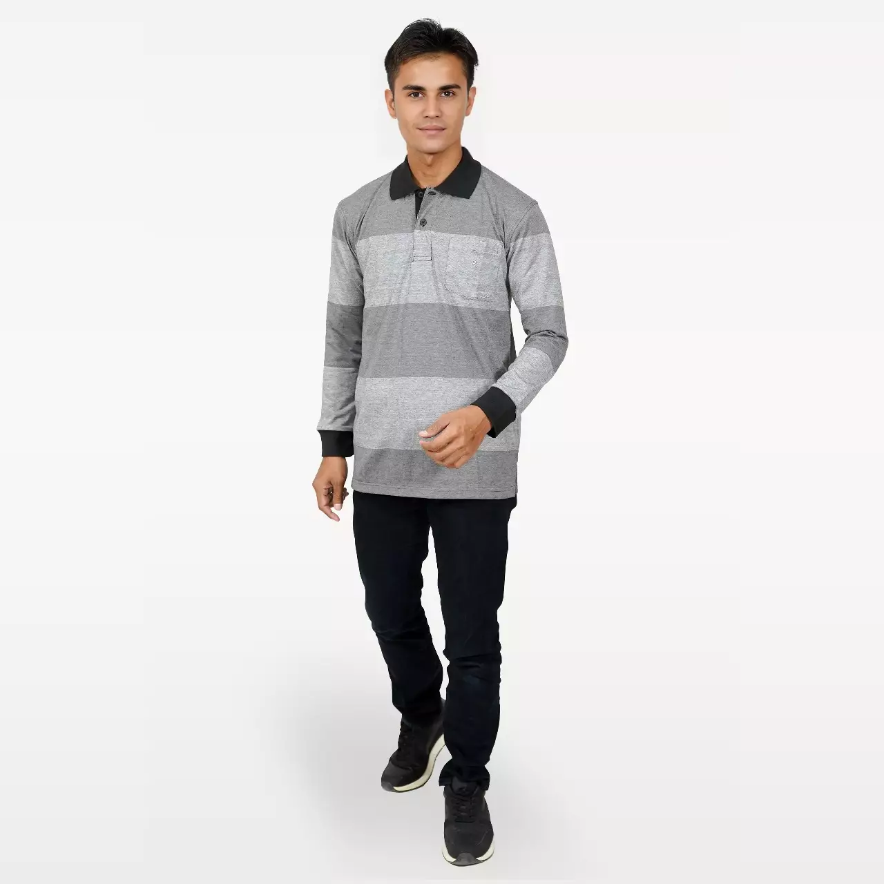 Jual Hassenda Dev Baverre Kaos Polo Salur Lengan Panjang VPB20014ABU Hitam Original 2025 ...