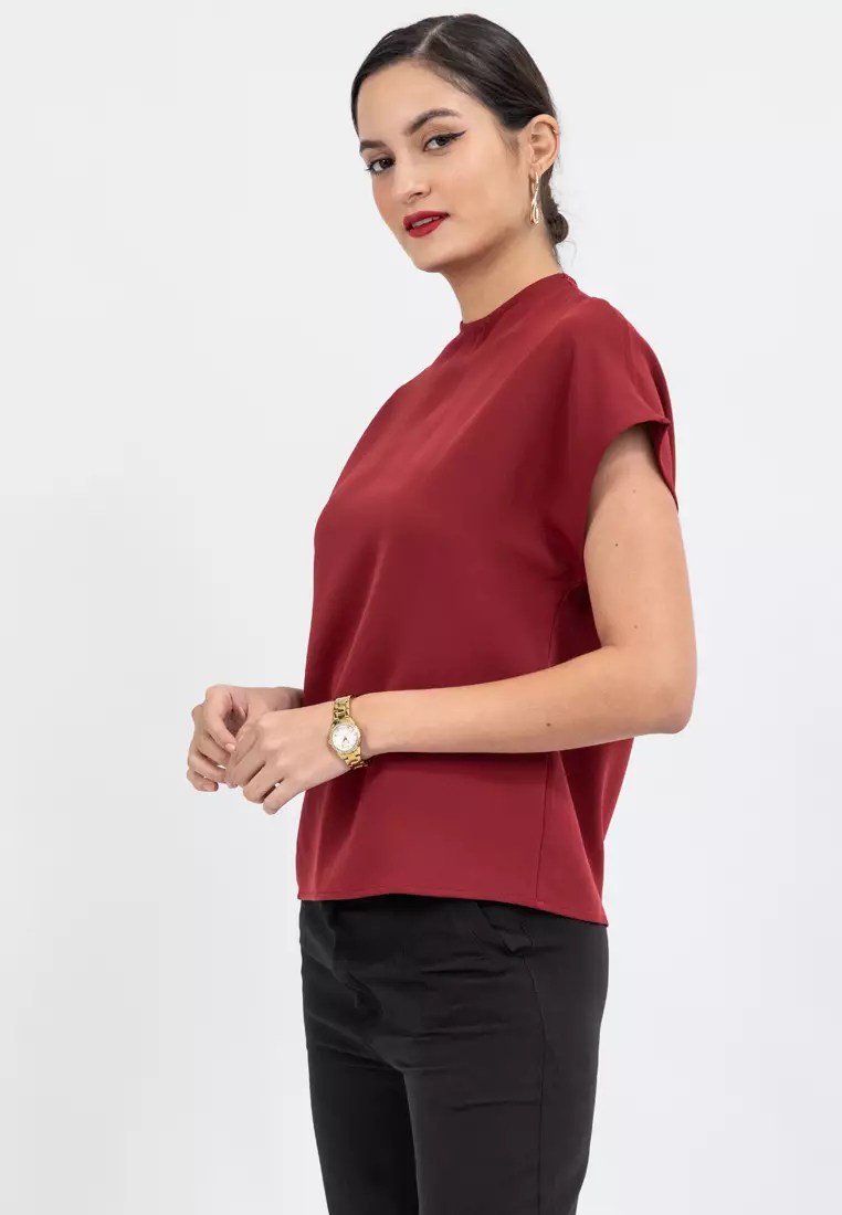 Buy BADOMODA DEMURE Funnel Neckline Blouse 2025 Online | ZALORA Philippines
