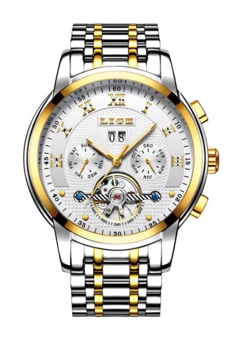 Buy LIGE AUTOMATIC Unisex Stainless Steel Self-winding Watch, Big Date ...