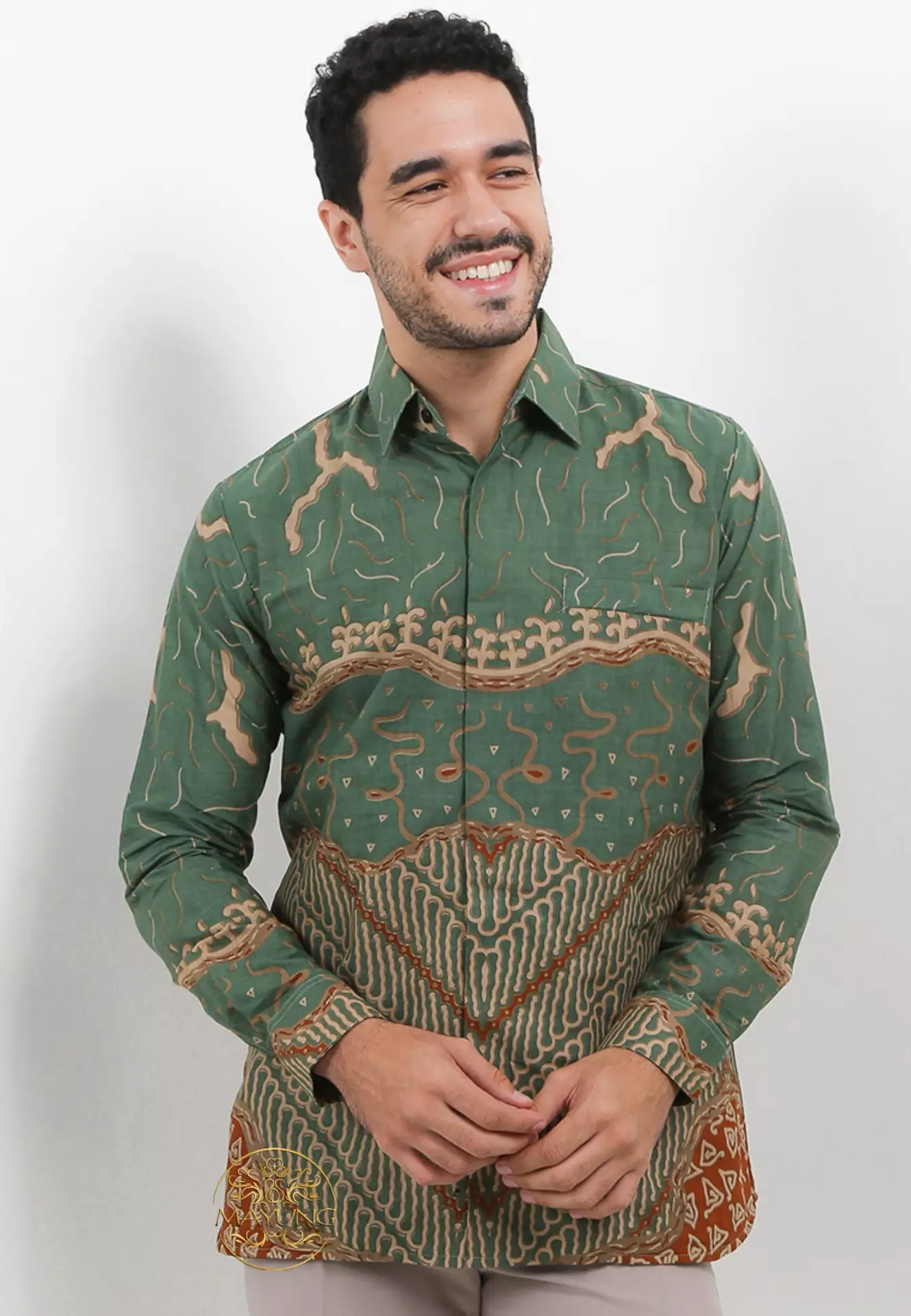 Jual Batik Mayung Aryasaka Ijo Kemeja Batik Pria Premium Slimfit Modern ...