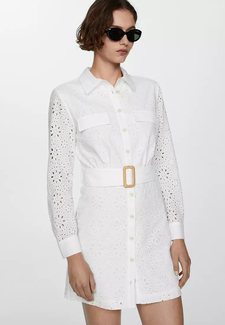 Buy Mango Embroidered Belt Dress Online | ZALORA Malaysia