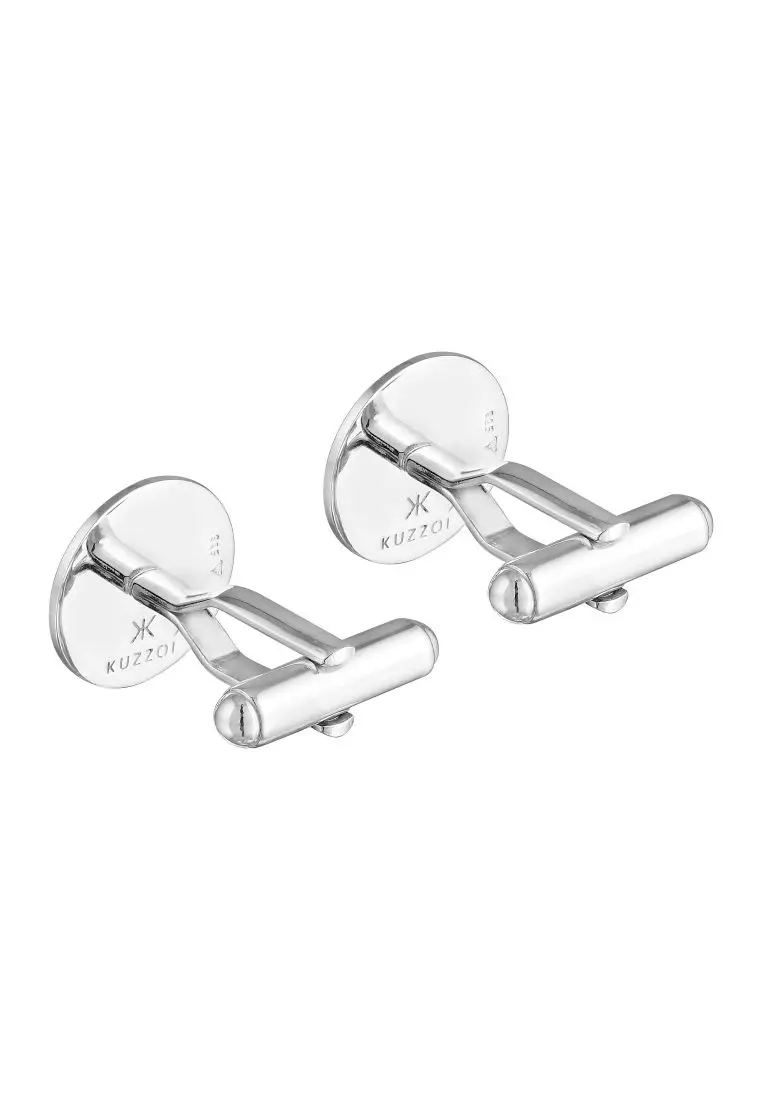 Buy Kuzzoi Men's Silver Black Enamel Cufflinks 2026 Online | ZALORA