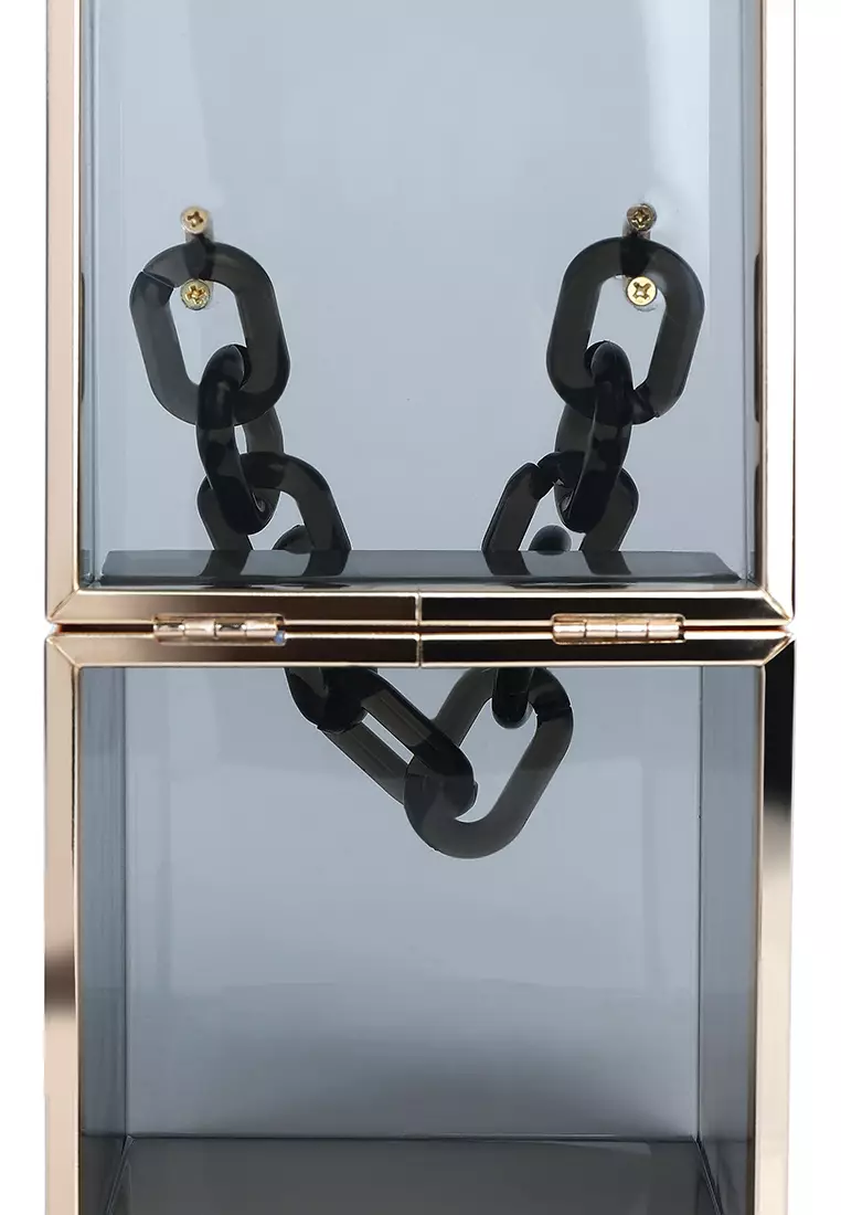 London Rag Black Cuboid Clear Box Clutch Bag 2024 | Buy London Rag ...