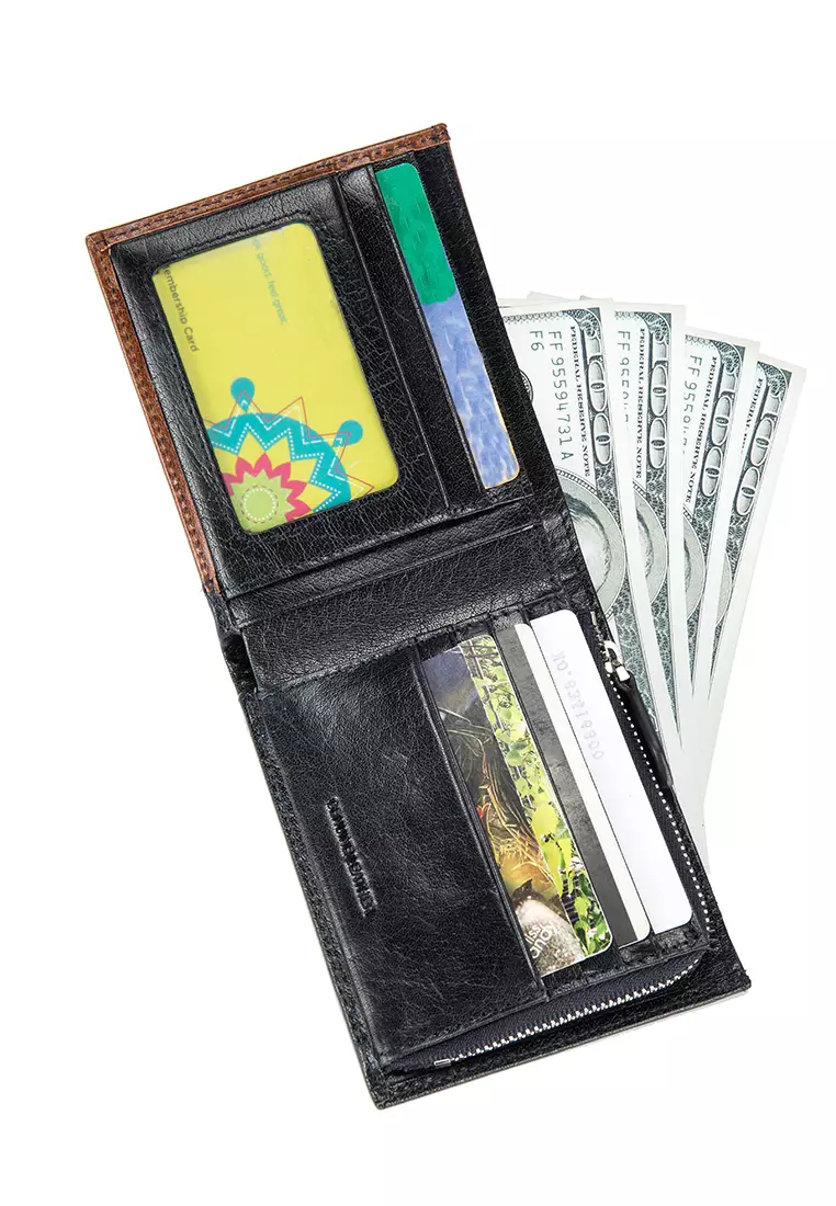 ENZODESIGN New Design Buffalo Leather Wallet with Zip Coin Compartment ...