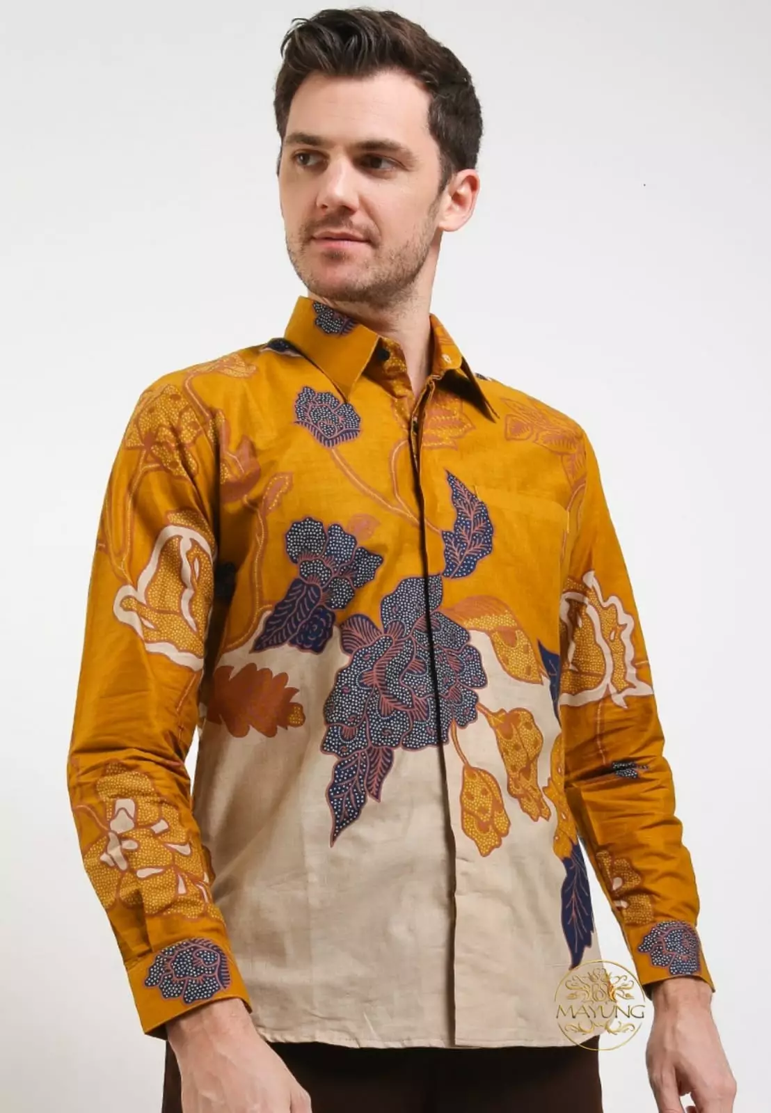 Jual Batik Mayung Mandevilla Kuning Kemeja Batik Pria Premium Slimfit ...