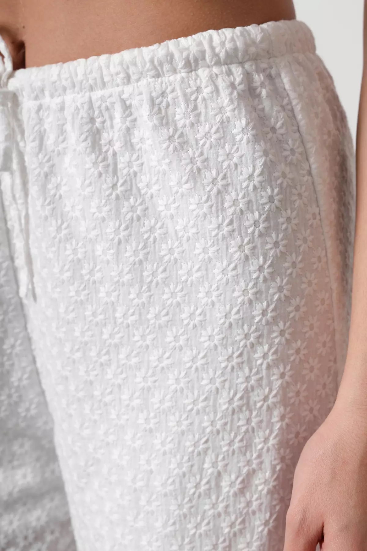 Buy Trendyol White Laced Brode Straight Cut Trousers TWOSS25PL00044 ...