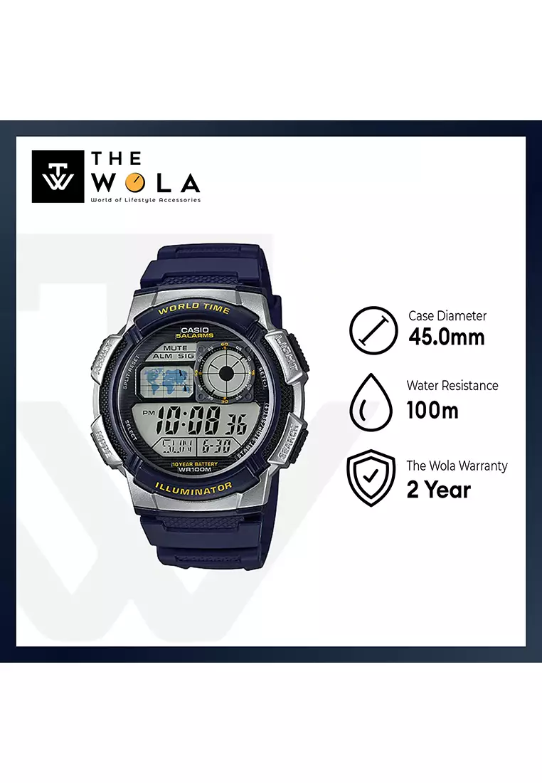 Buy Casio Men's Digital AE-1000W-2AVDF Black Resin Band Sport Watch Online | ZALORA Malaysia