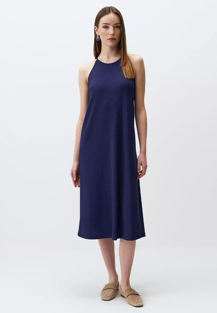 Jimmy Key Jimmy Key Navy Blue Loose Fit Crew Neck Sleeveless Basic ...