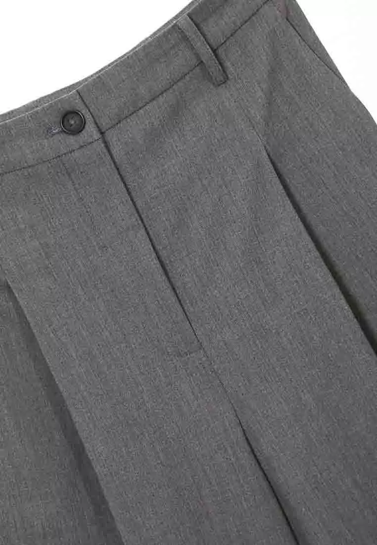 Buy iROO Basic Wide Leg Grey Pants 2023 Online | ZALORA Philippines