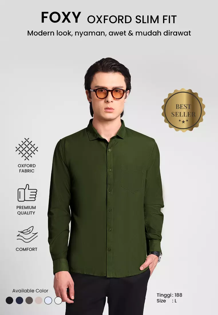 Jual Manzone Manzone Kemeja Lengan Panjang FOXY- OLIVE Original 2025 ...