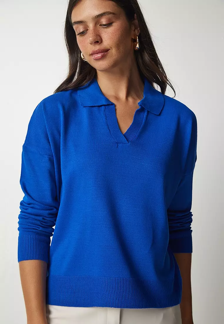 Jual Happiness Istanbul Basic Polo Collar Sweater Original 2025 | ZALORA Indonesia