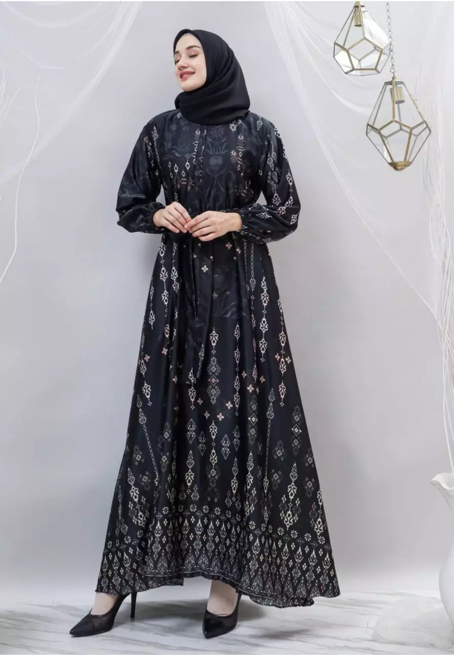 Jual Elegant Batik Vior Hitam Dress Party Modern Premium MYA Original ...