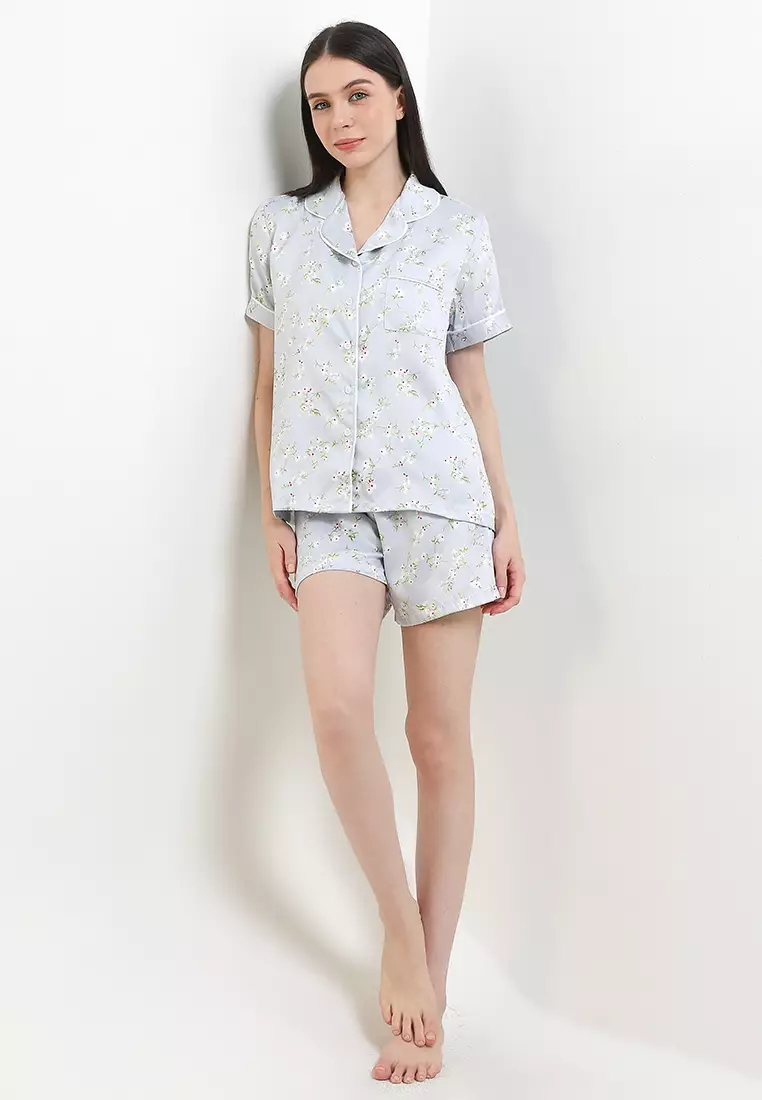 Jual Anne Wintours Piyama Pyjama Baju Tidur Satin Silk Berkantong Short Sleeve Mini Pants Baju ...