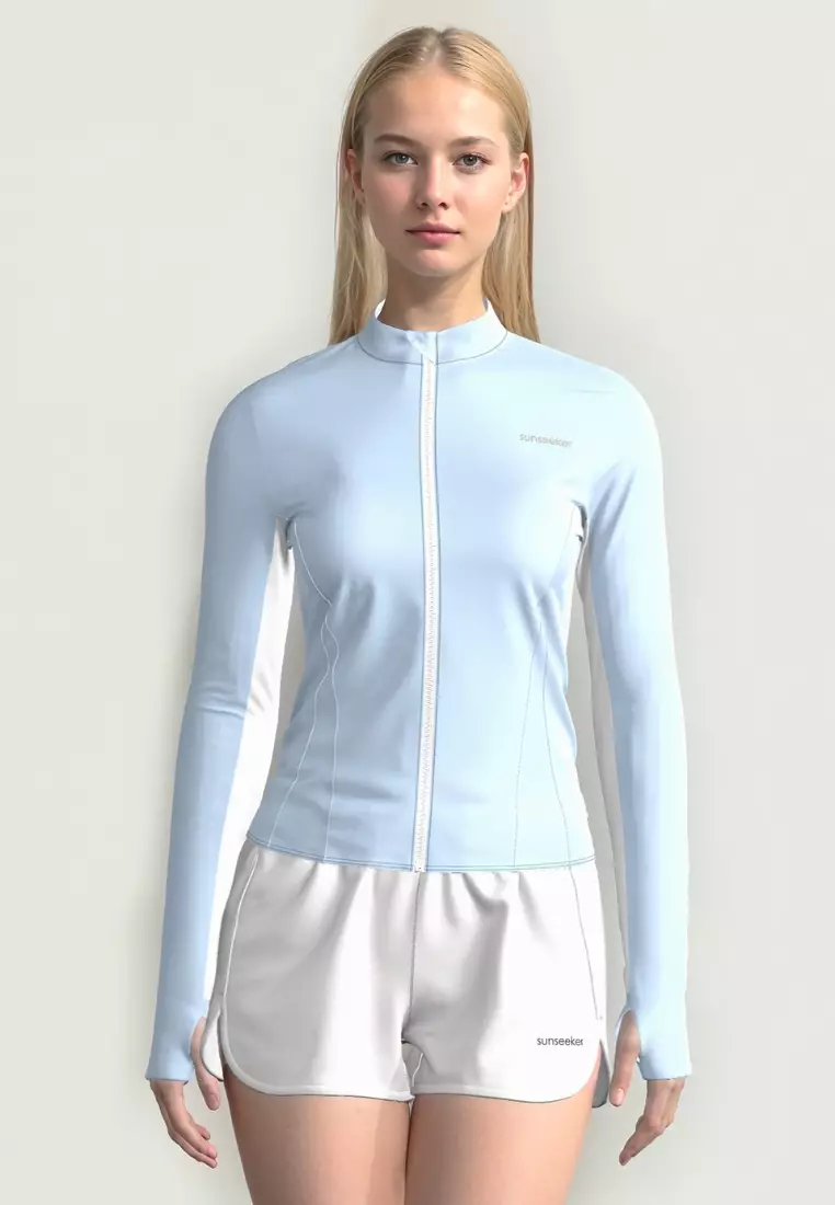 Buy Sunseeker Supplementary Cloud Blue Slim Fit Zip Front UV Jacket ...