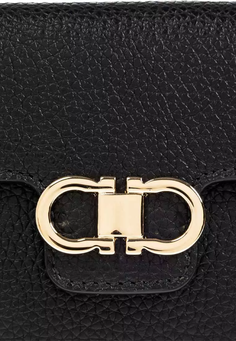 Buy Salvatore Ferragamo Gancini Compact Wallet Black 785777 Online ...