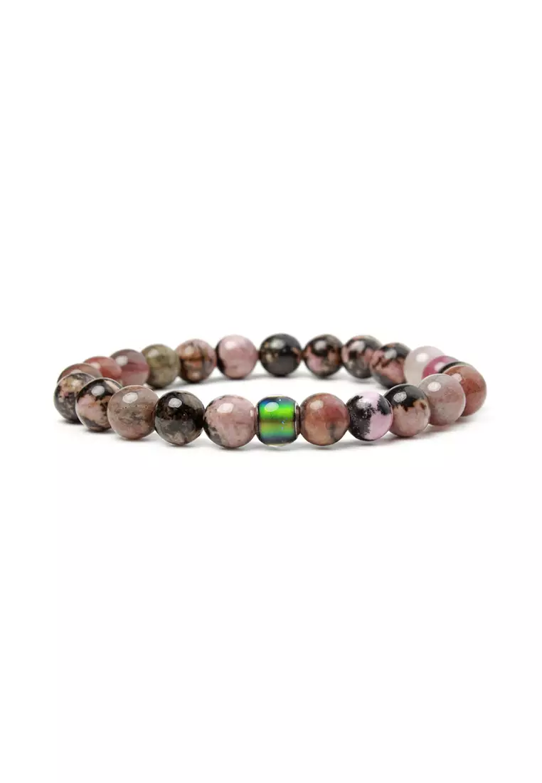 Buy Kings Collection Black Line Rhodonite Beaded Bracelet ...
