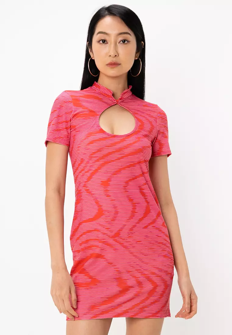 Jual ASOS Design Mini Dress With Short Sleeves And Large Keyhole ...