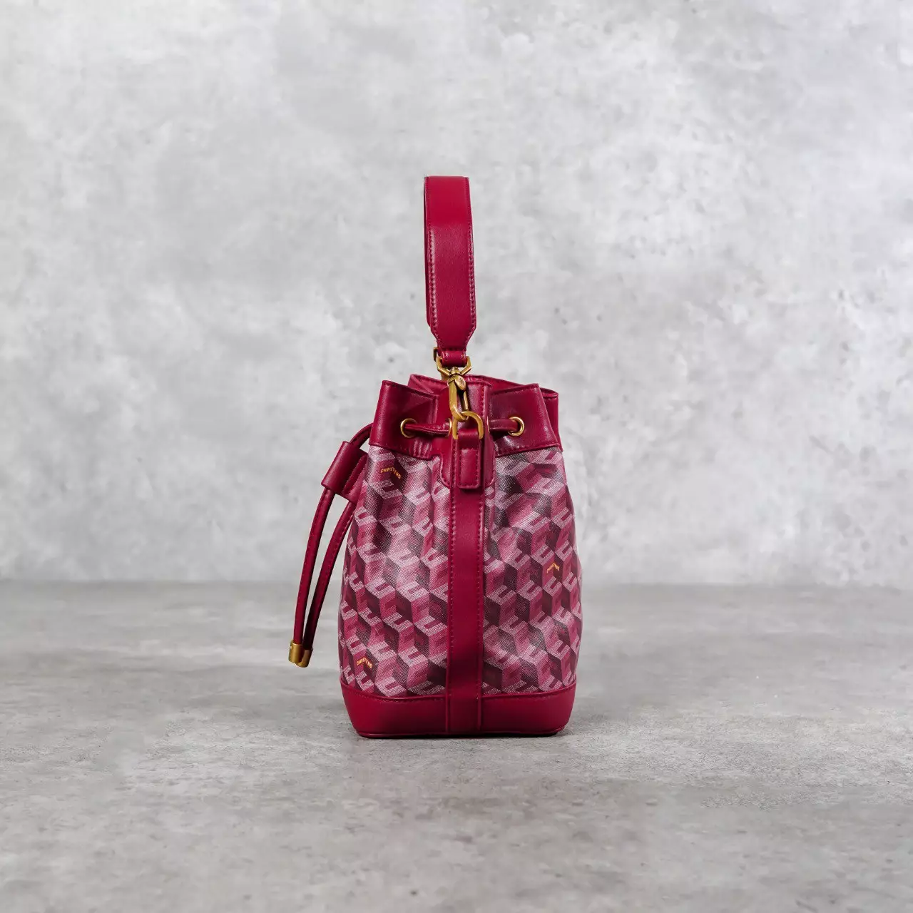Jual Christy Ng Tas CHRISTY NG MONOGRAM PATTERN BURGUNDY BUCKET BAG 100 ...