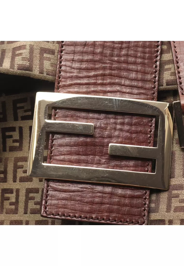 Buy Fendi Pre-Loved Fendi Zucchino Handbag canvas leather beige Brown ...