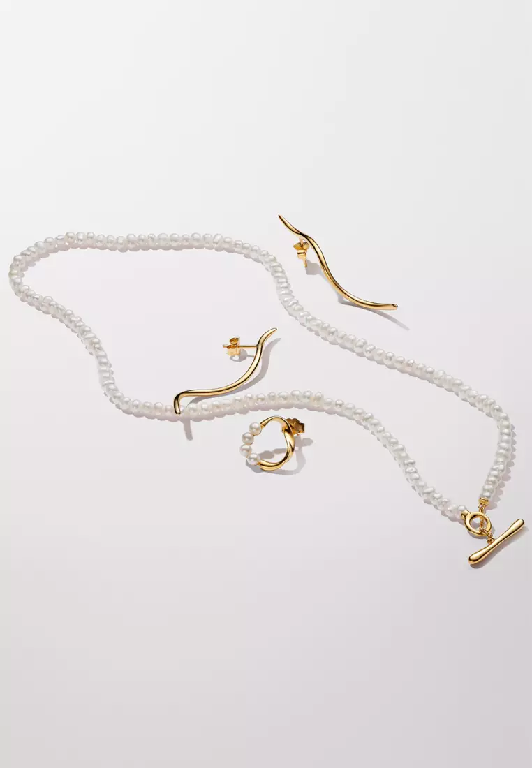 Buy PANDORA Pandora Essence 14k Gold Plated Organically Shaped Wire Stud Earrings Online ...