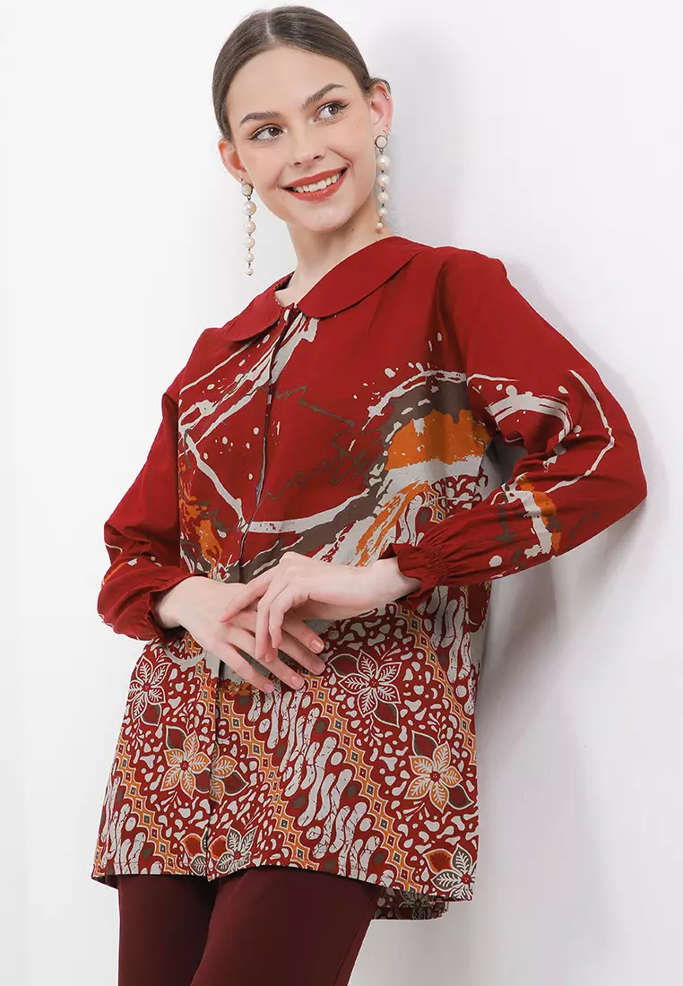 Jual Elshanum Batik Tyaga Blouse Batik Premium Wanita Casual Modern ...