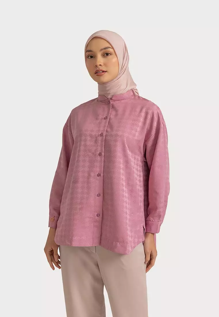 Jual Riamiranda Ria Miranda Rosy Brown Amna Top Original 2025 | ZALORA ...