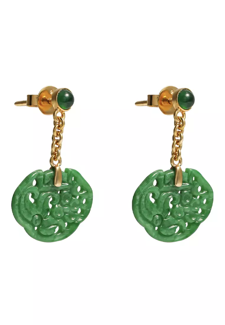 Buy TOMEI TOMEI Engraved Clouds Jade Earrings, Yellow Gold 750 Online ...