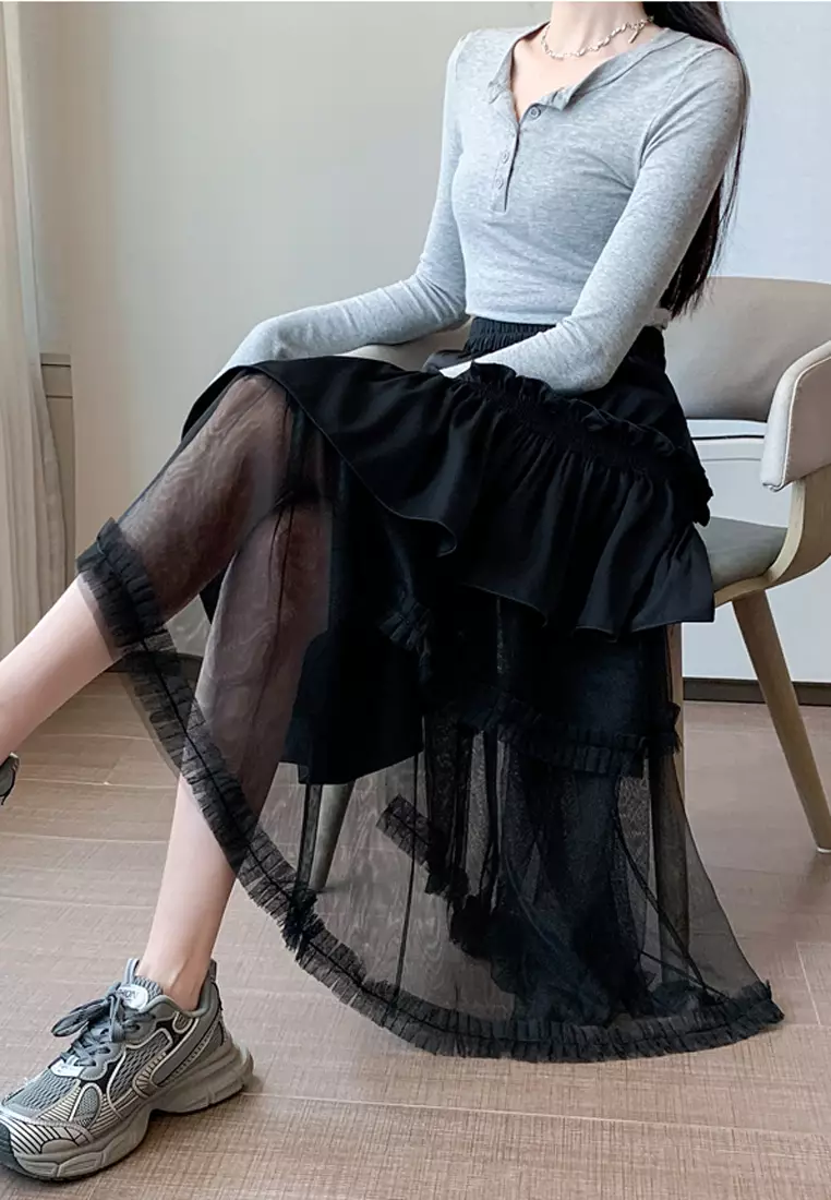 Halo Irregular Layered Net Yarn Skirt 2025 | Buy Halo Online | ZALORA ...