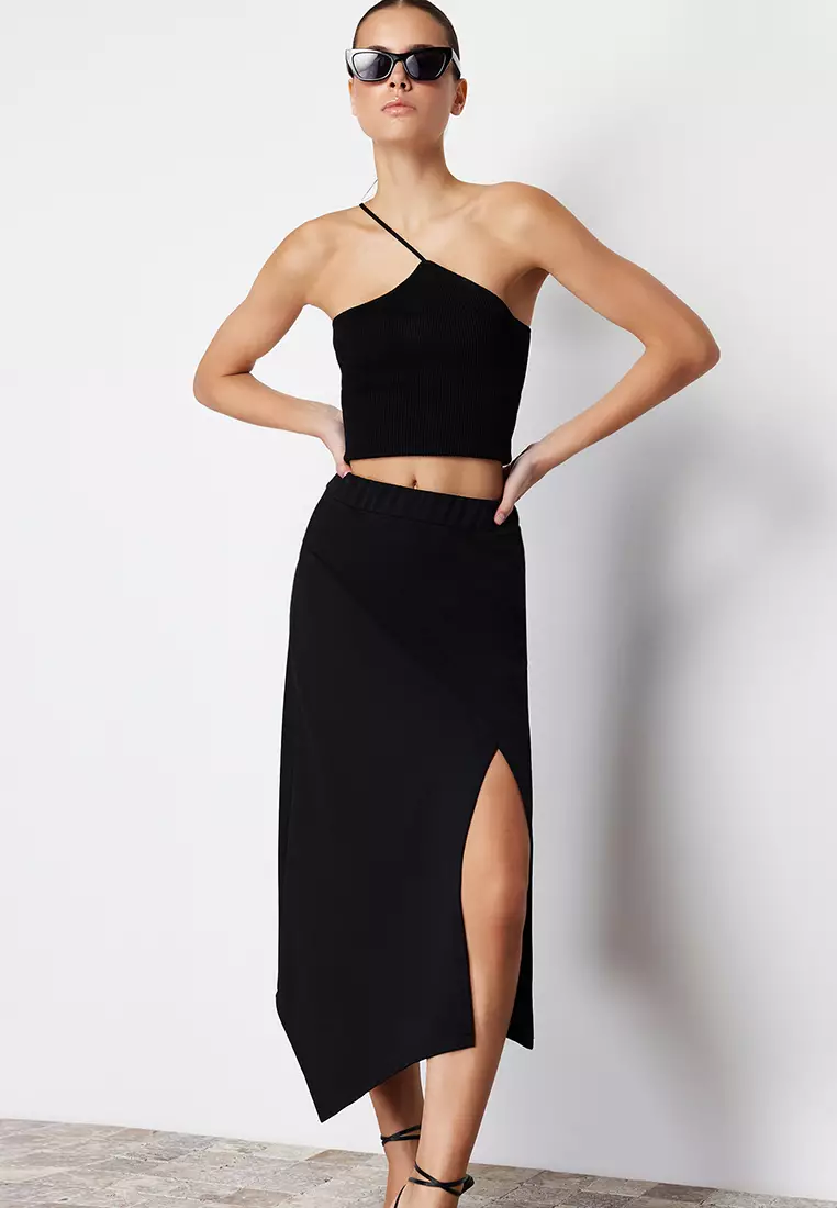 Buy Trendyol Asymmetric Cutout with Slit Detailed Maxi Skirt 2025 ...