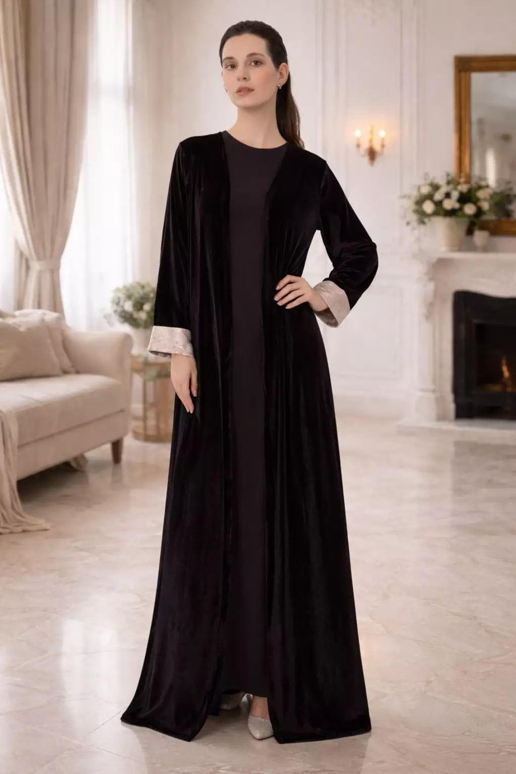 Jual Demure & Co Demure Studio - AMANI VELVET ABAYA IN BLACK - PREMIUM ...