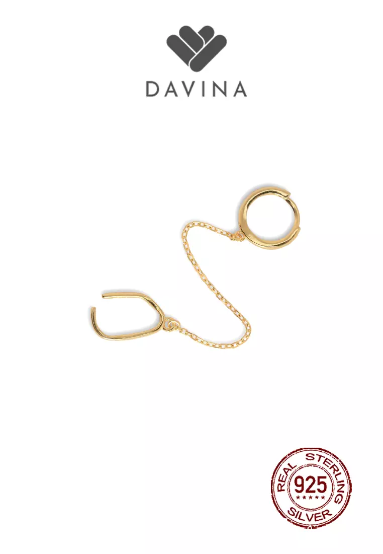 Jual DAVINA Jewelry DAVINA Ladies Dierae Earrings Gold Color Sterling ...