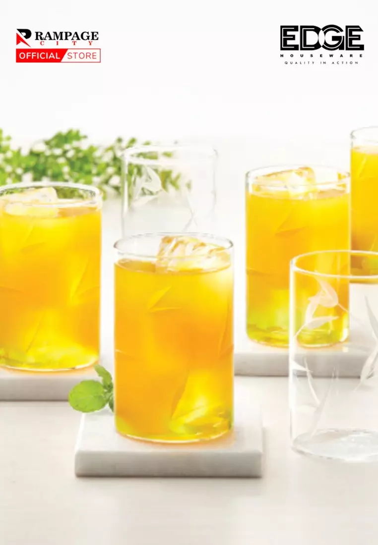 Buy Edge Houseware Large Set of 6 Bouquet Glassware, Borosil Cascade ...