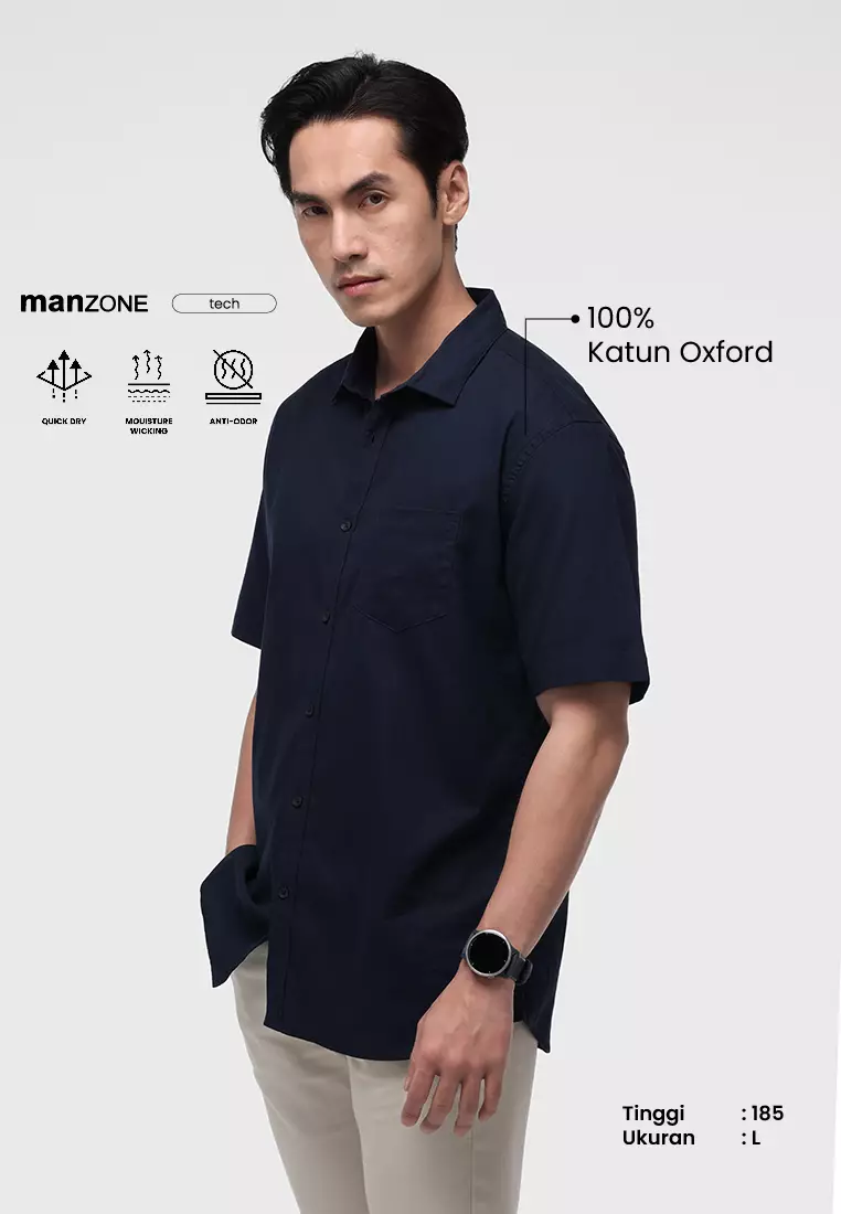 Jual Manzone Manzone Kemeja Lengan Pendek Pria Comfort Fit Ruggeds ...