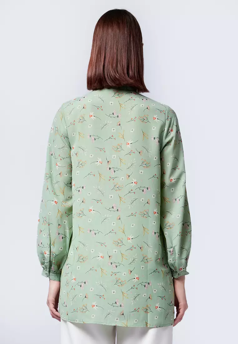 Jual Executive Printed Puff Sleeves Tunic Original 2025 | ZALORA Indonesia