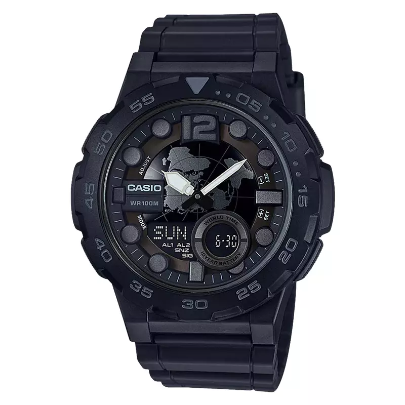 Jual CASIO Jam Tangan Pria Casio General AEQ-100W-1BVDF Men Digital Analog Display Dial Black ...