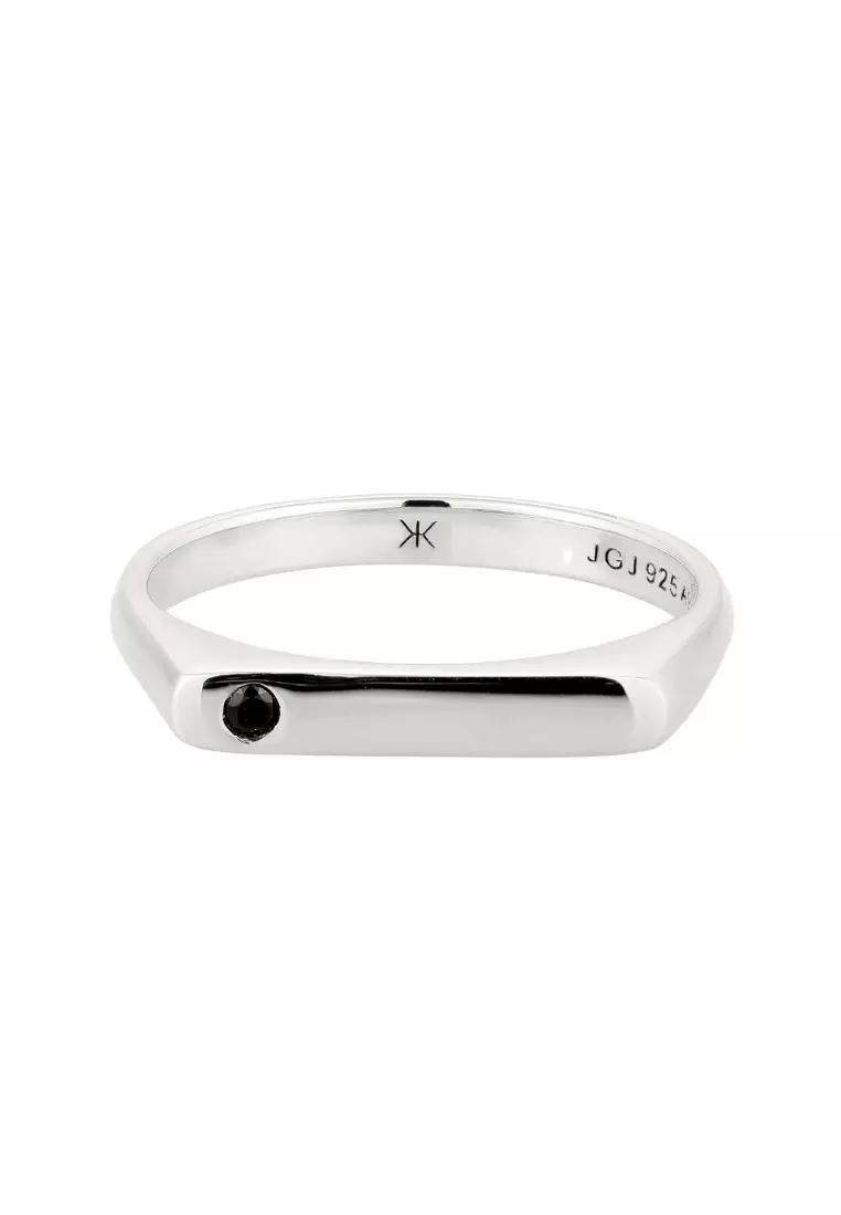 Buy Kuzzoi Ring Men Signet Zirconia Black 2026 Online | ZALORA