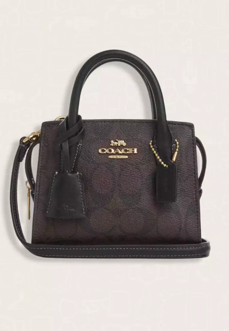 Jual Coach Coach Andrea Mini Carryall In Signature Canvas Brown Black ...